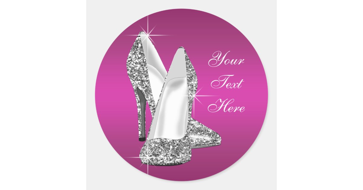 Glitter Hot Pink High Heel Shoe Stickers | Zazzle