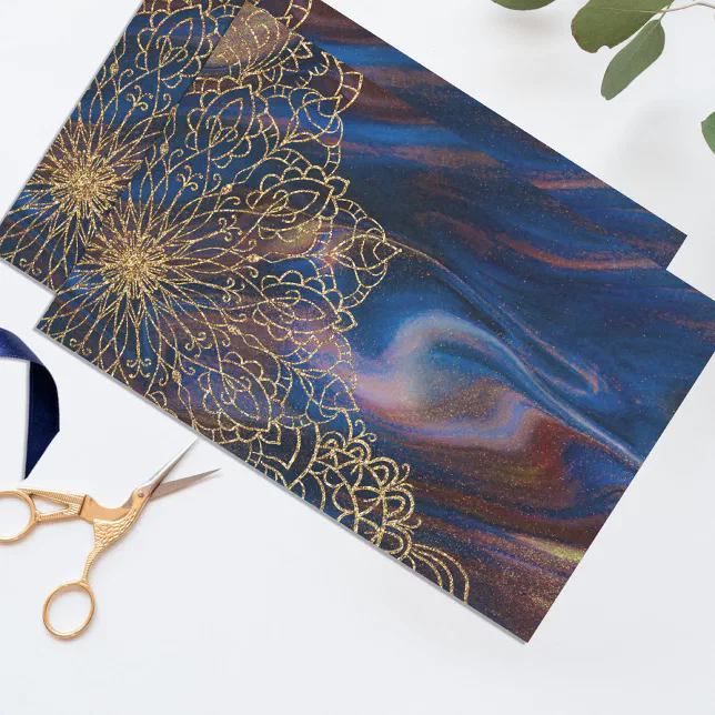 Glitter Indian Hand Drawn Ornamental Decoupage Tissue Paper | Zazzle