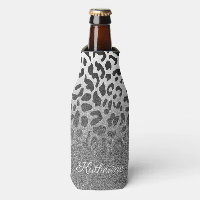 Glitter Leopard Print Bottle Cooler | Zazzle