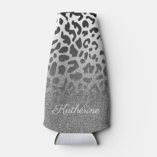 Glitter Leopard Print Bottle Cooler | Zazzle
