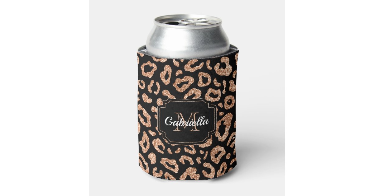 Glitter Leopard Print Can Cooler | Zazzle