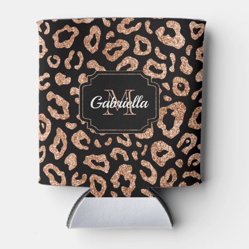 Glitter Leopard Print Can Cooler | Zazzle