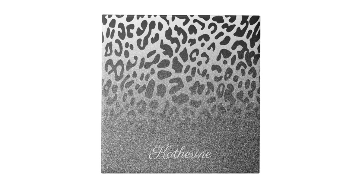 Glitter Leopard Print Ceramic Tile | Zazzle