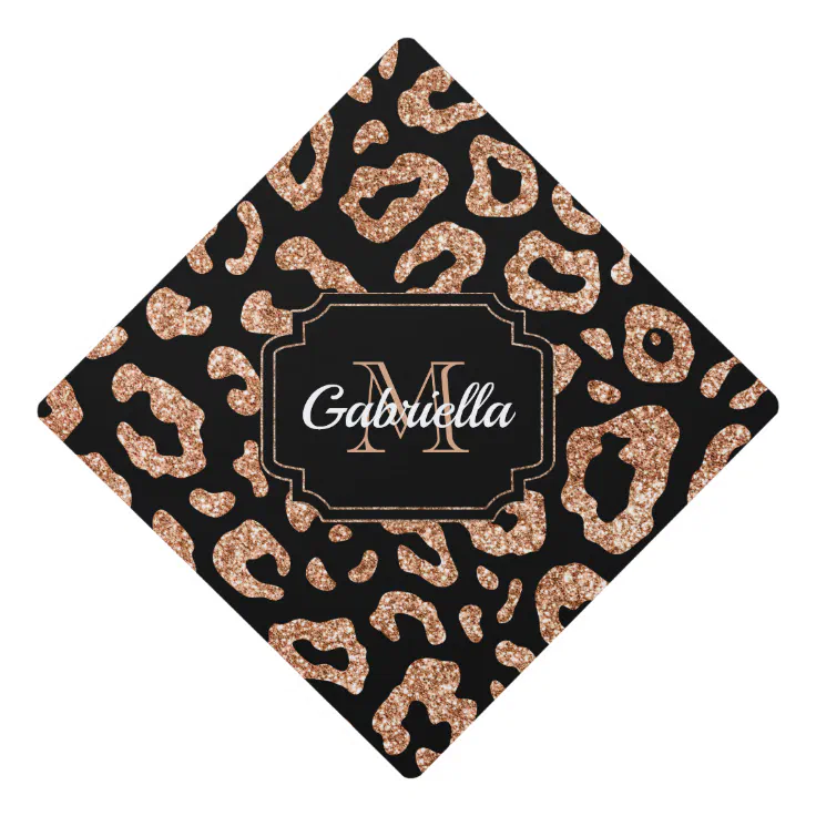 Glitter Leopard Print Graduation Cap Topper | Zazzle