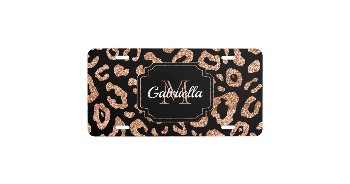 Glitter Leopard Print License Plate | Zazzle