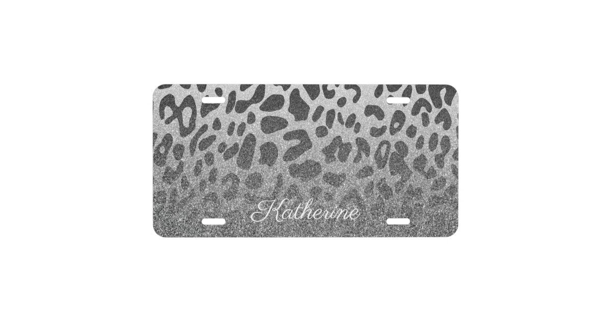 Glitter Leopard Print License Plate | Zazzle