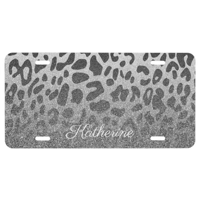 Glitter Leopard Print License Plate | Zazzle