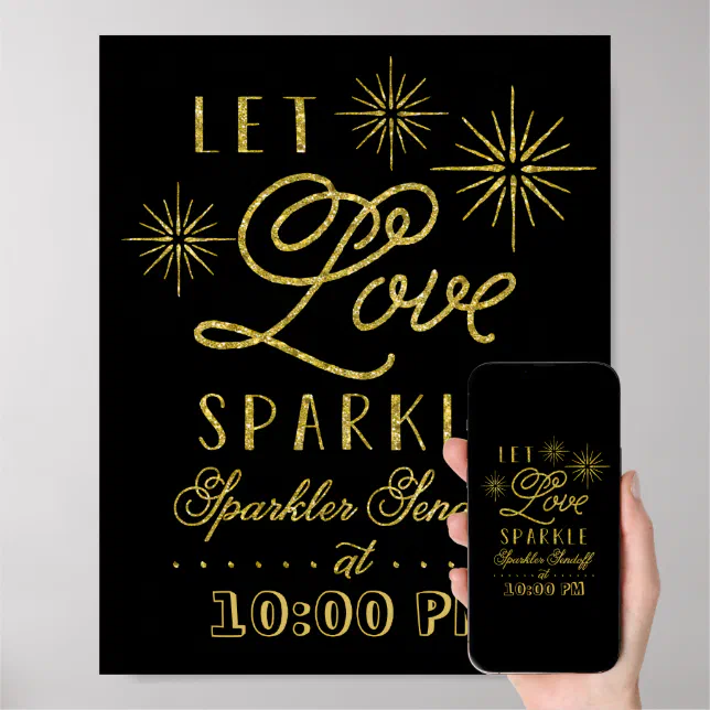 Glitter Let Love Sparkle | Sparkler Send Off Poster | Zazzle