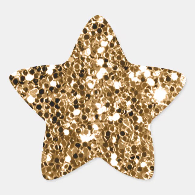 Glitter Look Solid Gold Sparkle Star Sticker | Zazzle