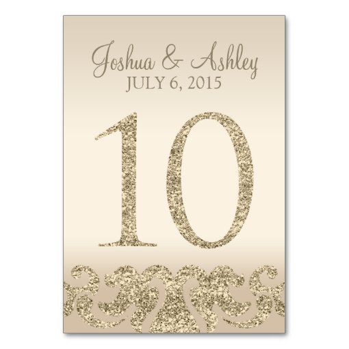 Glitter Look Wedding Table Numbers-Table Card 10 | Zazzle