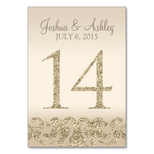 Glitter Look Wedding Table Numbers-Table Card 14 | Zazzle