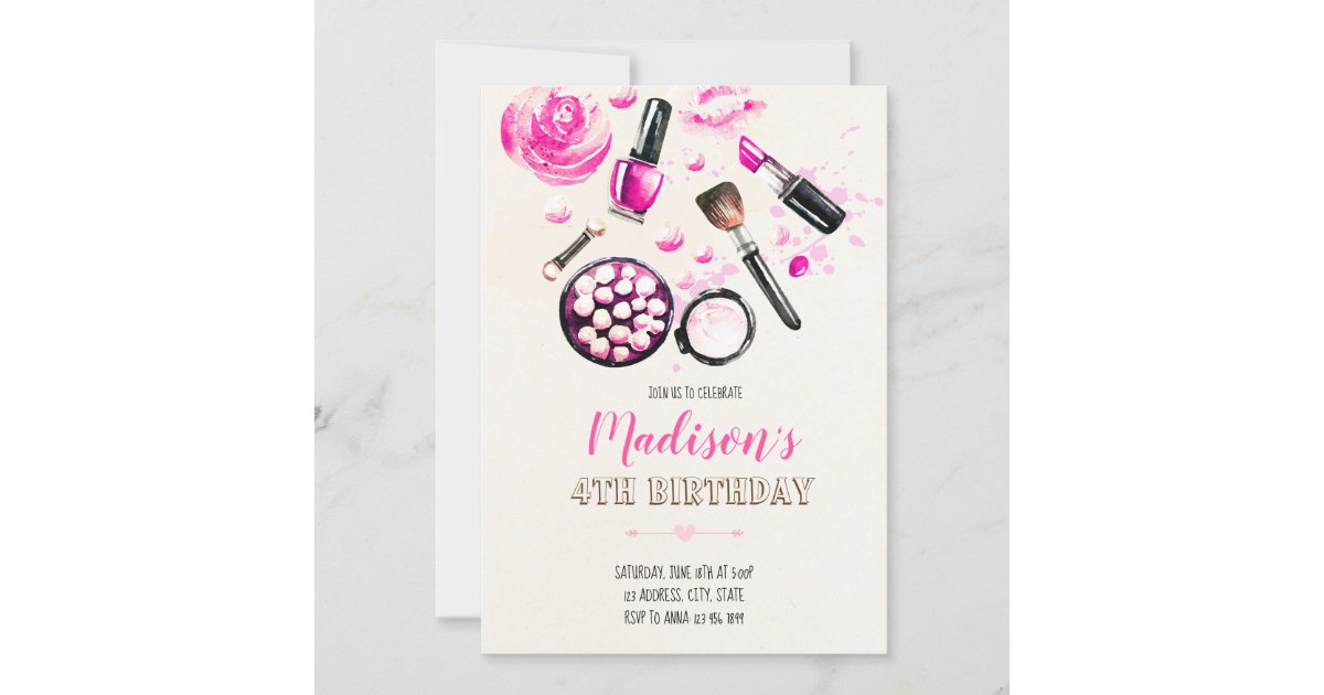 Glitter makeup invitation | Zazzle