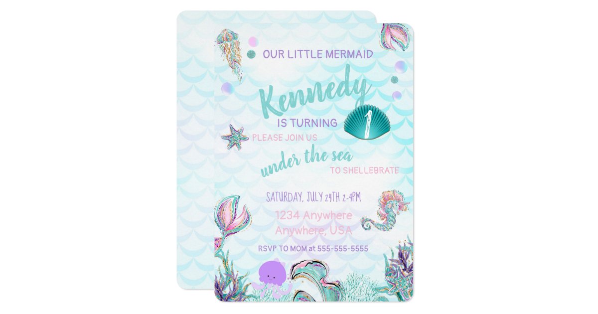 Glitter Mermaid Invitation, Under the Sea Party, Invitation | Zazzle.com