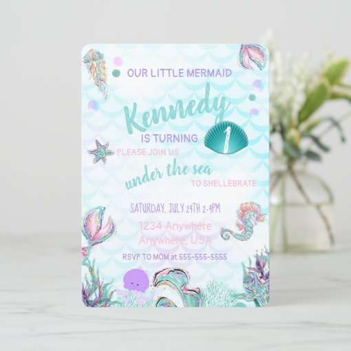 Glitter Mermaid Invitation, Under the Sea Party, Invitation | Zazzle