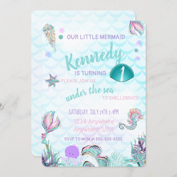 Glitter Mermaid Invitation, Under the Sea Party, Invitation | Zazzle.com