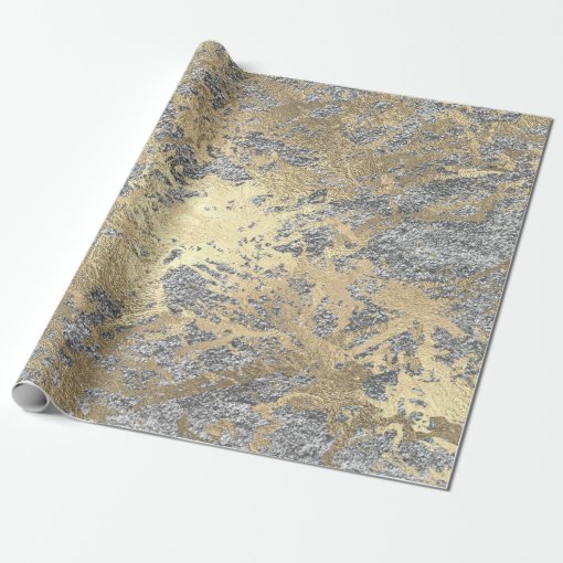 Glitter Molten Rose Gold Marble Silver Metallic Wrapping Paper | Zazzle