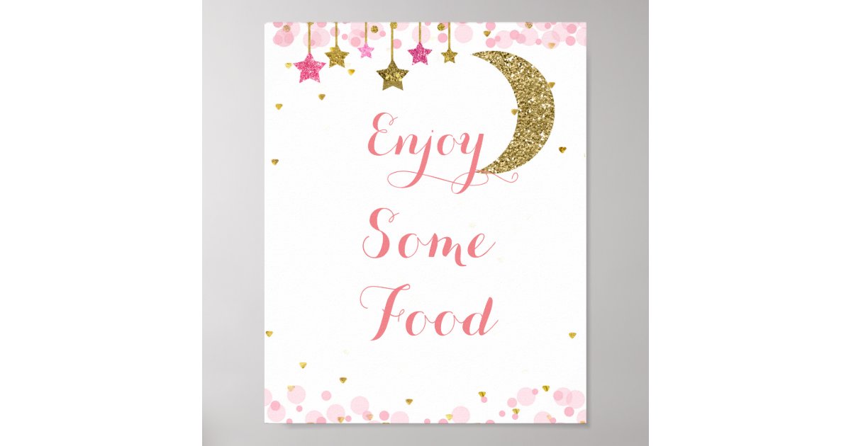 Glitter moon Enjoy Some Food Sign | Zazzle