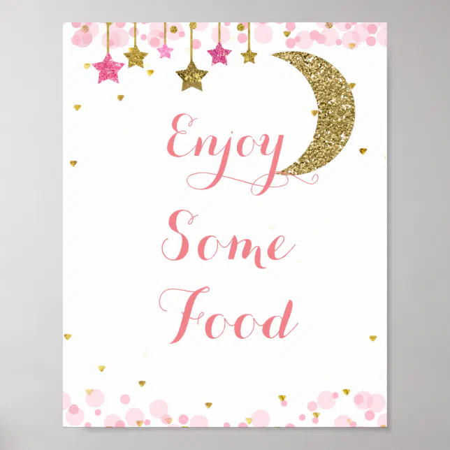 Glitter moon Enjoy Some Food Sign | Zazzle