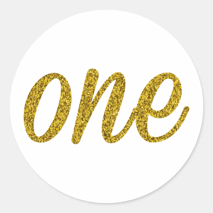 Glitter Number ONE (1) Classic Round Sticker | Zazzle