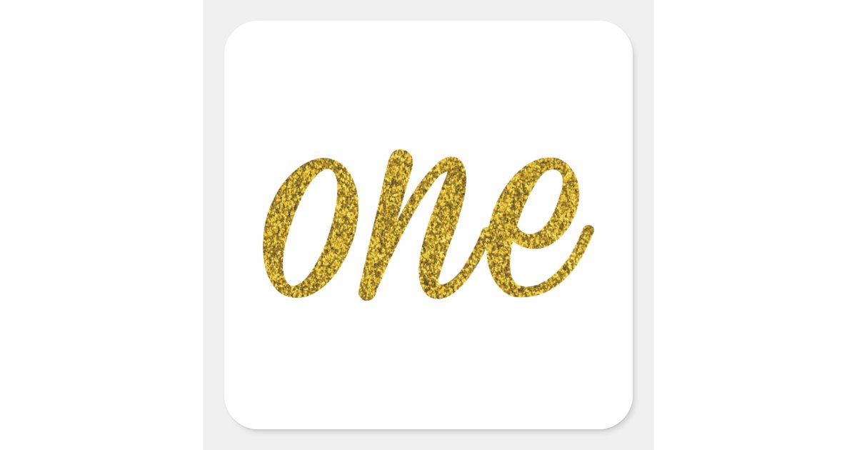 Glitter Number ONE (1) Square Sticker | Zazzle