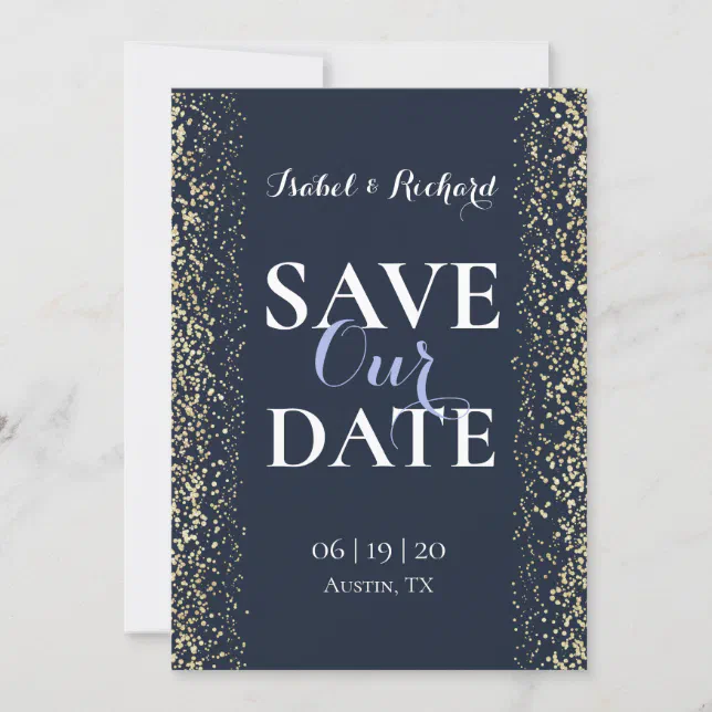 Glitter on Blue Invitation | Zazzle