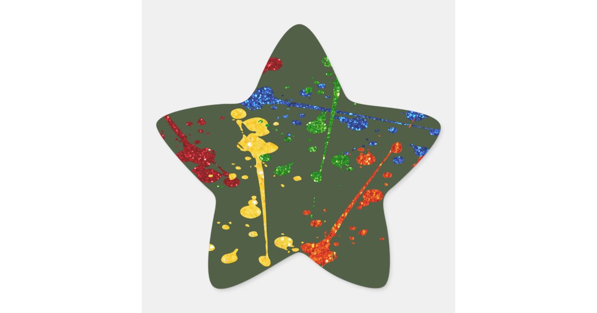 Glitter Paintball Party Paint Splatter Star Sticker | Zazzle