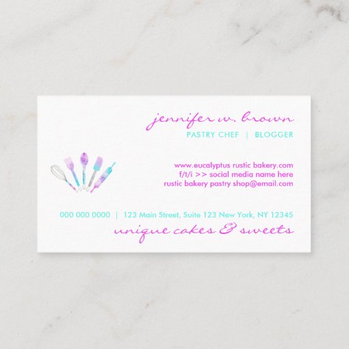 Glitter Pastry Chef Home Made Bakery Business Card | Zazzle