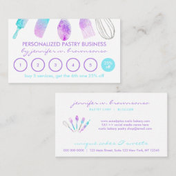 Glitter Pastry Chef Home Made Bakery Loyalty Business Card | Zazzle