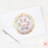 glitter paw print thank you classic round sticker | Zazzle