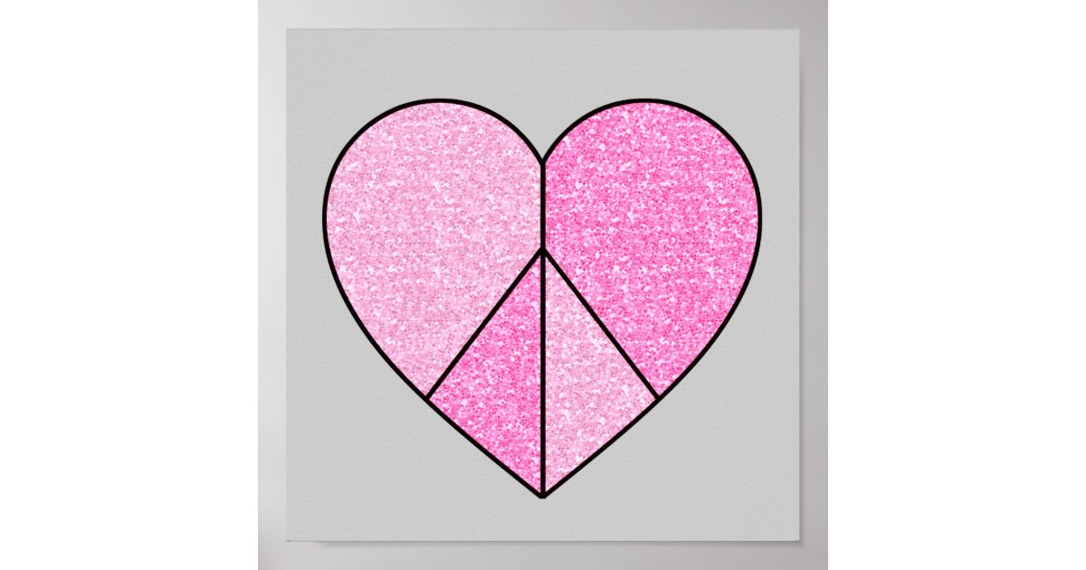 Glitter Peace Sign Heart | Zazzle