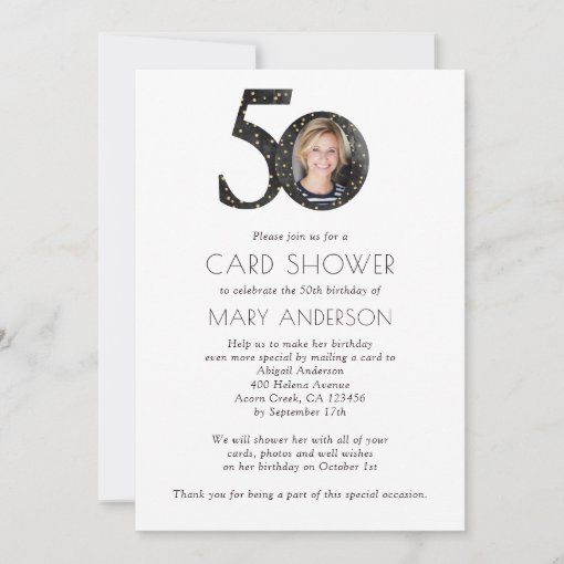 Glitter Photo 50th Birthday Card Shower Invitation | Zazzle