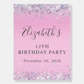 Glitter Pink 12th Birthday Party Welcome Sign | Zazzle
