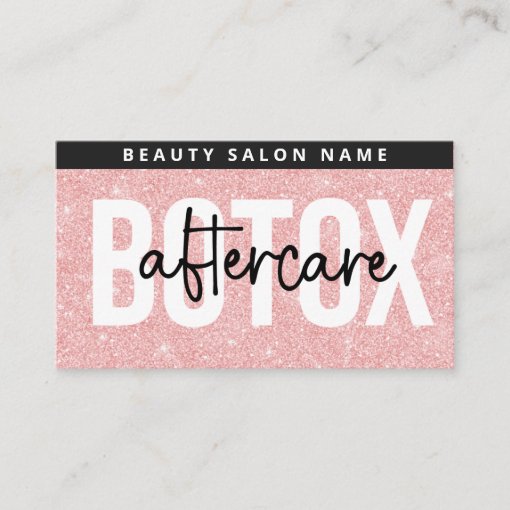 Glitter Pink Botox Filler Instruction Aftercare Business Card | Zazzle