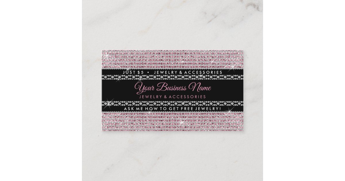 Glitter Pink Diamonds Business Card | Zazzle