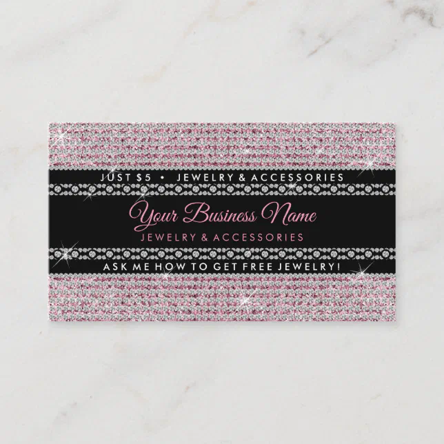Glitter Pink Diamonds Business Card | Zazzle