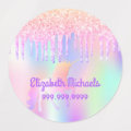 Glitter pink magical unicorn rainbow school labels | Zazzle