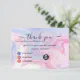 Glitter Pink Marble Splash Liquid Thank You Card | Zazzle