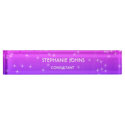 Glitter Pink Purple Monogram Name Modern Ombre Desk Name Plate | Zazzle