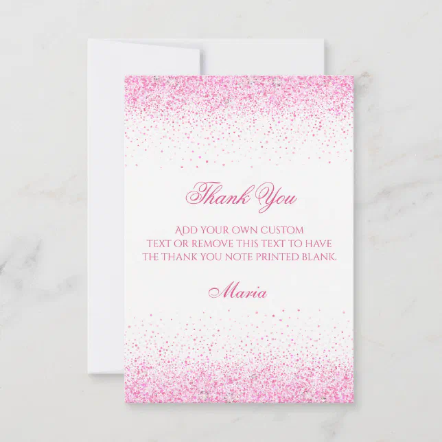 Glitter Pink Thank You Cards | Zazzle