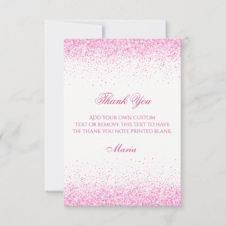 Glitter Pink Thank You Cards | Zazzle