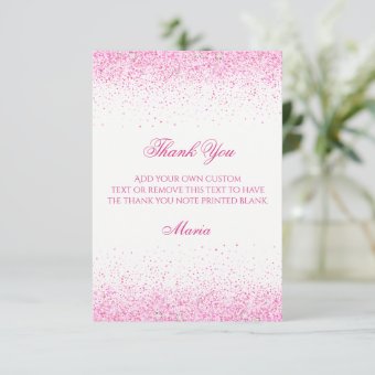Glitter Pink Thank You Cards | Zazzle