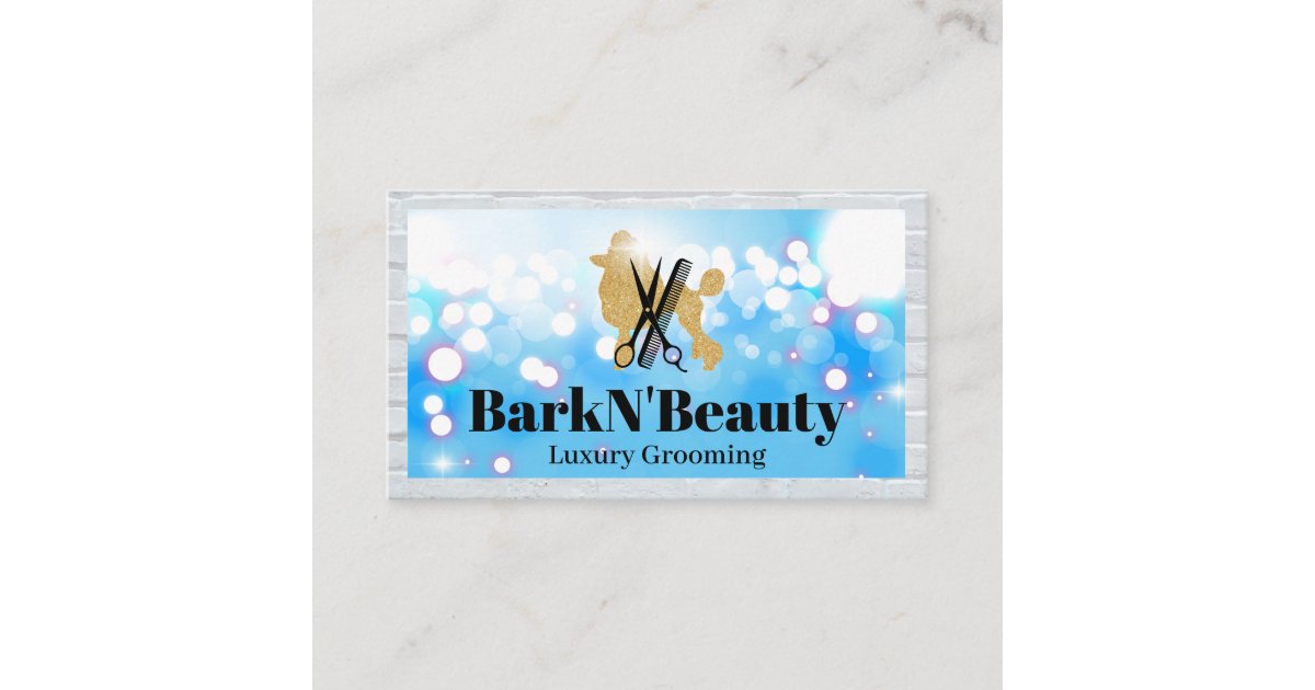 Glitter Poodle | Grooming Tools | Glow Business Card | Zazzle