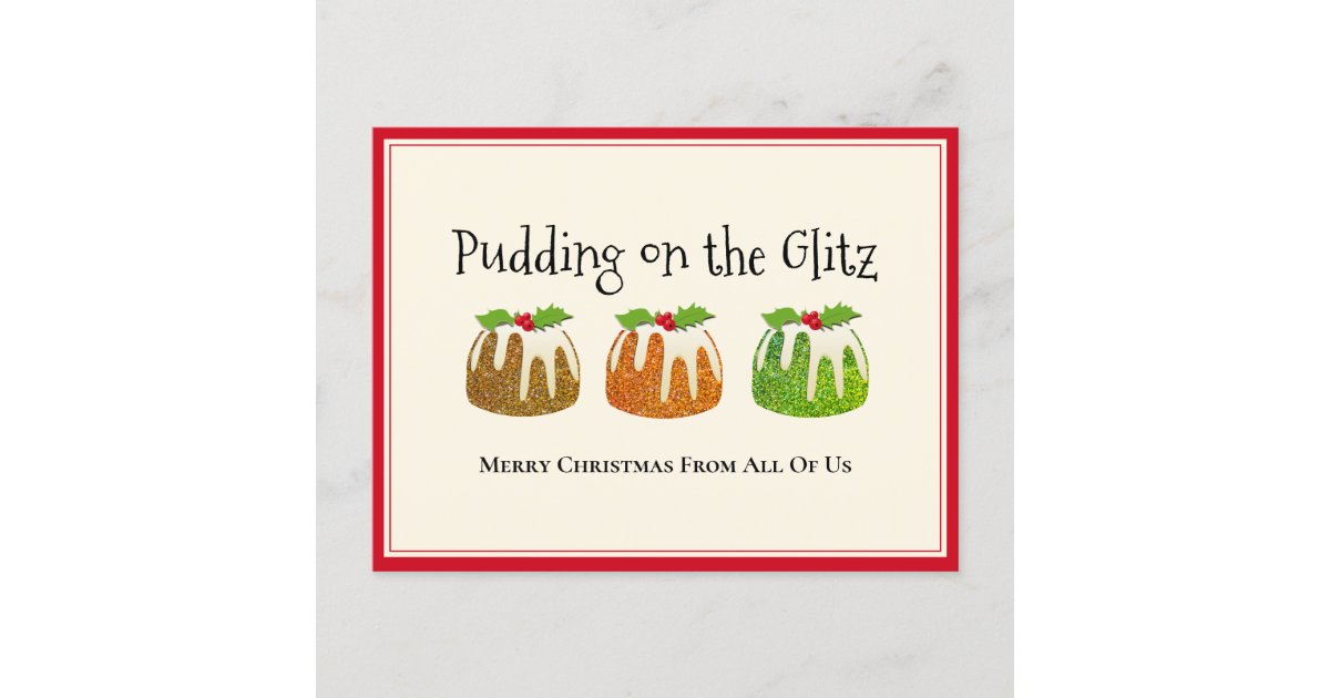 Glitter Pudding Christmas Card | Zazzle