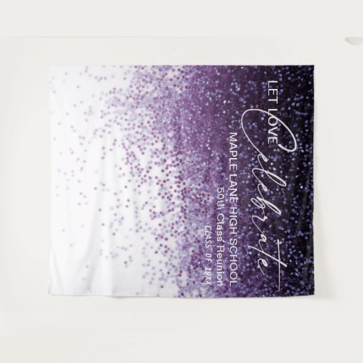 Glitter Purple Confetti Class Reunion Backdrop | Zazzle