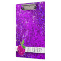 Glitter Purple Pink Teachers Apple Classroom Name Clipboard | Zazzle