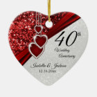 ⭐ Glitter Red Ruby 40th Anniversary Keepsake Ceramic Ornament | Zazzle