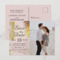 Glitter Rose Gold Photo Wedding Save the Date Postcard | Zazzle