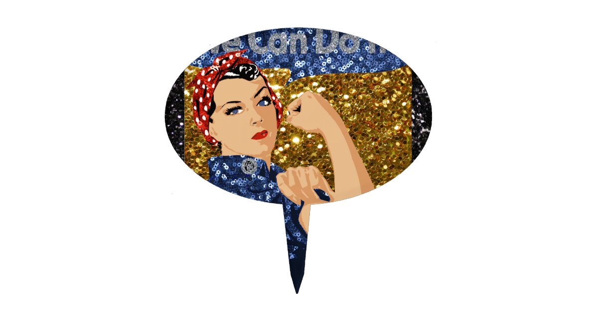 glitter rosie the riveter cake topper | Zazzle