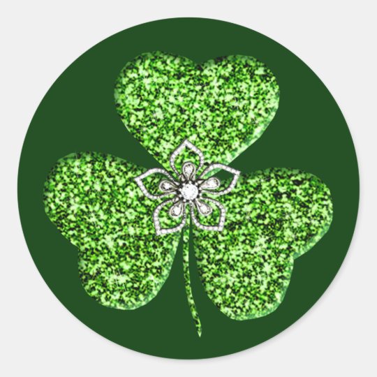 Glitter Shamrock And Flower Stickers | Zazzle.com