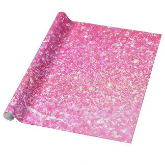 Pink Sparkly Glitter Wrapping Paper | Zazzle